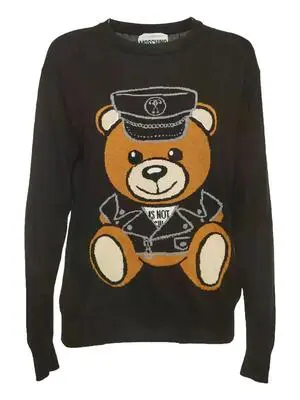 Moschino Teddy Bear Intarsia Knit Sweater - Black
