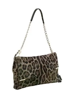 JIMMY CHOO Leopard Print Calf Hair Shoulder Bag - Grey