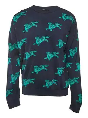 Kenzo Tiger Patterned Long Sleeve Sweater - Blue