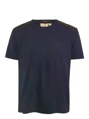 Gucci Leather-trim Short-sleeve Cotton T-shirt - Blue