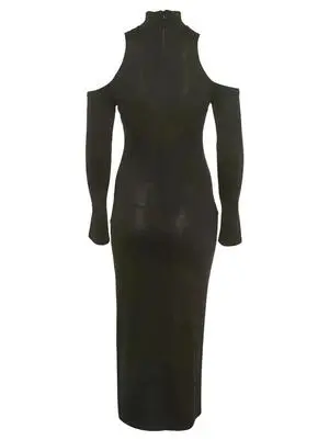 Balmain Cold-shoulder Wool Maxi Dress - Black