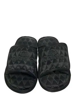 Balenciaga Quilted Satin Slides - Black