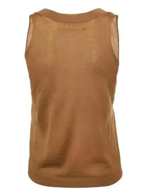 Marni Sleeveless V-neck Cashmere T-shirt - Brown