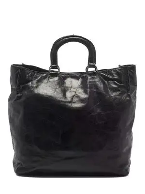 Prada Distressed Leather Tote Bag - Black