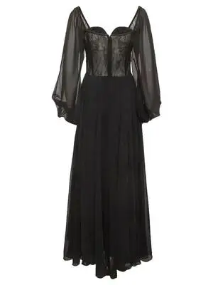 JULEA DOMANI Sweetheart Neck Lace Maxi Dress - Black