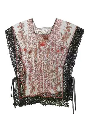 Dior Beaded Lace-trim Silk Blouse - Red