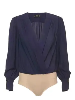 Elisabetta Franchi Draped Long-sleeve Bodysuit - Blue