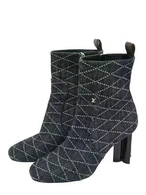 LOUIS VUITTON Silhouette Flower Heel Ankle Boots - Blue
