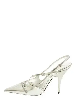 Miu Miu Tone Leather Multi-buckle Slingback Pumps - Silver