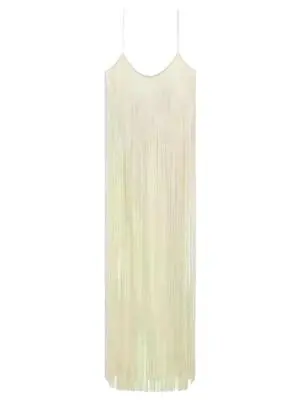 ALEXANDER WANG Alexander Wang Cream Knit Fringe Cropped Dress
