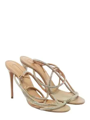 AQUAZZURA Moondust Crystal-embellished Sandals - Neutrals