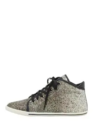 Marc Jacobs Glitter Embellished Lace-up Sneakers - Silver