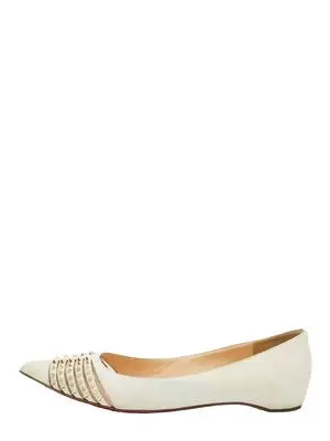 CHRISTIAN LOUBOUTIN Beige Leather Studded Ballet Flats - Neutrals