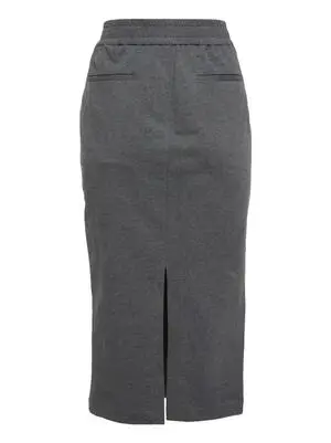 Brunello Cucinelli Drawstring Pencil Midi Skirt - Grey
