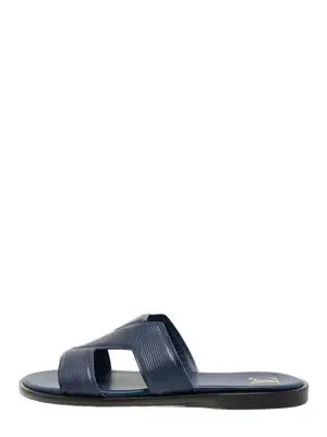 LOUIS VUITTON Navy Textured Oasis Flat Sandals - Blue