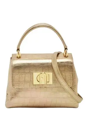Furla 1927 Croc-embossed Tote Bag - Gold
