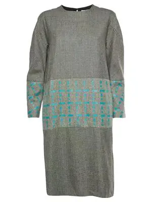 Fendi Abstract Print Long Sleeve Midi Dress - Grey