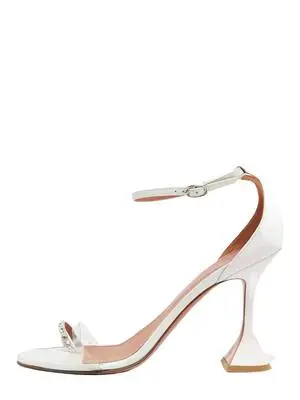 Amina Muaddi Oya Embellished Ankle Strap Sandals - White