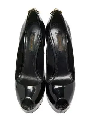 LOUIS VUITTON Peep-toe Pumps With Gold-tone Hardware - Black