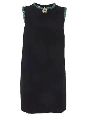 Miu Miu Embellished Sleeveless Mini Dress - Blue