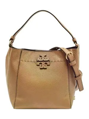 Tory Burch Mcgraw Textured Leather Bucket Bag - Neutrals