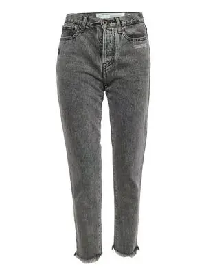 Off-White Raw-edge Skinny Jeans - Grey