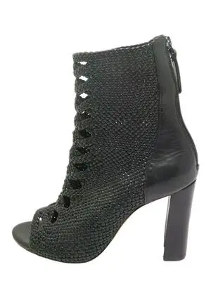 ALEXANDRE BIRMAN Woven Leather Open-toe Ankle Boots - Black