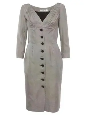 Dior Houndstooth Midi Dress - Grey