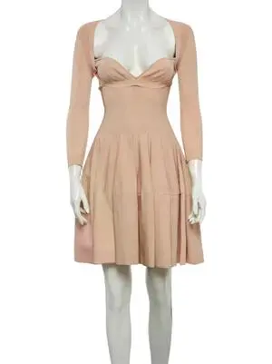 Alexander McQueen Jersey Knit Flared Mini Dress - Neutrals