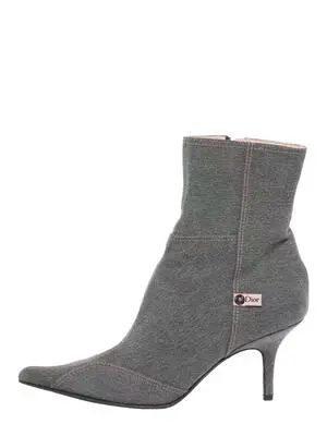 Dior Pointed Toe Heeled Ankle Boots - Grey