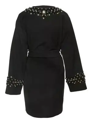 Dolce & Gabbana Embellished Belted Wool Coat - Black