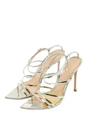 GIANVITO ROSSI Tone Patent Leather Ettie Ankle-strap Sandals - Silver