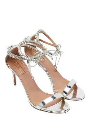 AQUAZZURA Embellished Ankle-wrap Stiletto Sandals - Silver