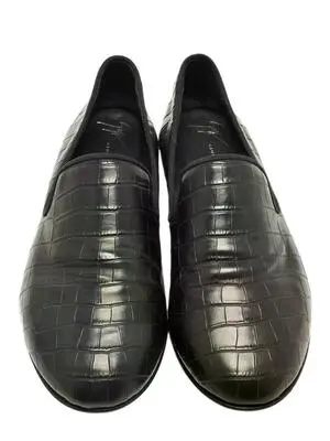 GIUSEPPE ZANOTTI Croc-embossed Smoking Slippers - Black