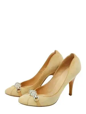 GIUSEPPE ZANOTTI Crystal-embellished Suede Stiletto Pumps - Neutrals