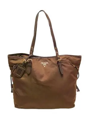 Prada Double Handle Tote Bag - Brown
