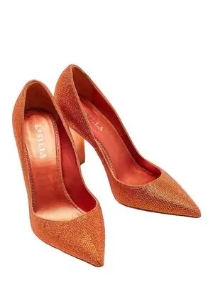 LE SILLA Crystal Embellished Pointed Toe Pumps - Orange