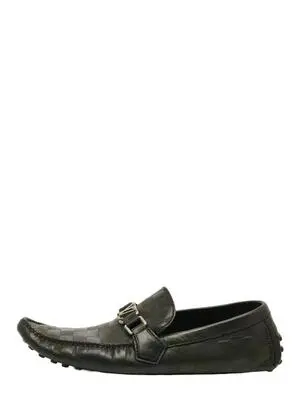 LOUIS VUITTON Damier Calf Leather Loafers - Black