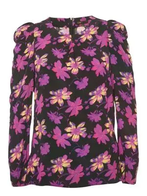 Maje Floral Print Puff Sleeve Blouse - Black