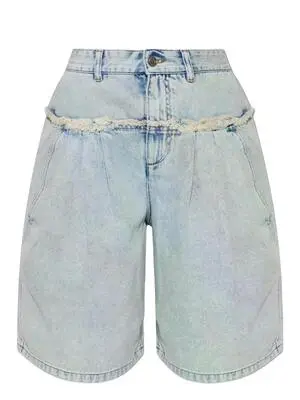 MARANT ETOILE Iselle' Frayed Trim Denim Knee-length Shorts - Blue