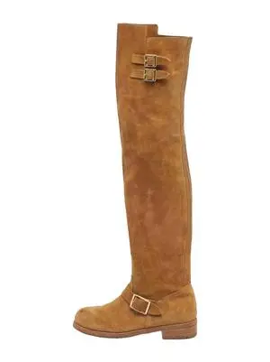JIMMY CHOO Suede Buckle Detail Boots - Neutrals