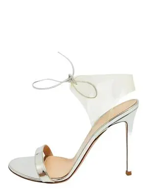 GIANVITO ROSSI Tone Clear Panel Ankle-strap High Stiletto Heels - Silver