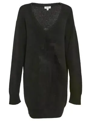 Kenzo Ribbed Knit V-neck Dress - Black