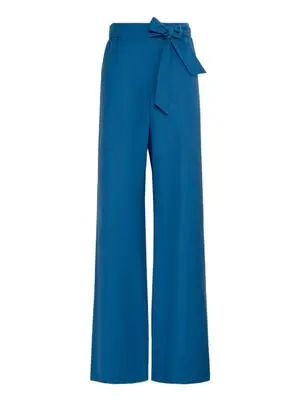 Max Mara Wool Trousers With Belt - Navy Blue