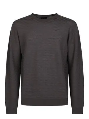 Giorgio Armani Textured Crew-neck Knit Sweater - Black