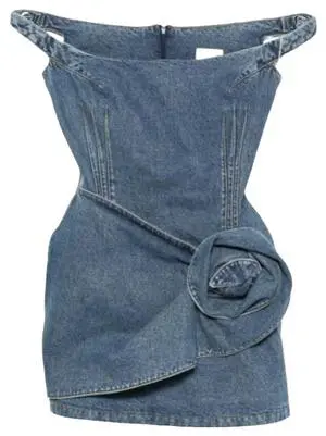 Magda Butrym Floral Detail Off-the-shoulder Mini Dress - Blue