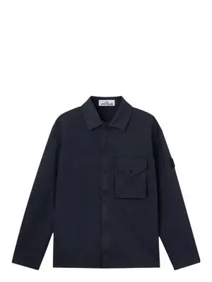 Stone Island Comfort-fit Zip-up Overshirt With Chest Pocket - Navy