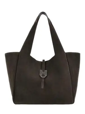 Hogan Leather Trimmed Tote Bag - Brown