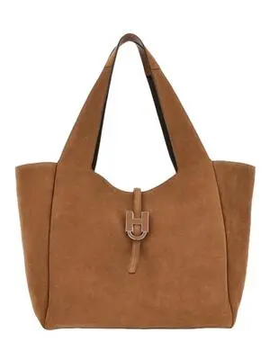 Hogan Hogan Leather And Metal Logo Tote Bag Light Beige