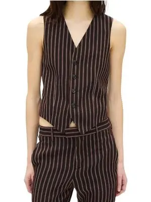 ANN DEMEULEMEESTER V-neck Waistcoat With Asymmetric Hem - Black